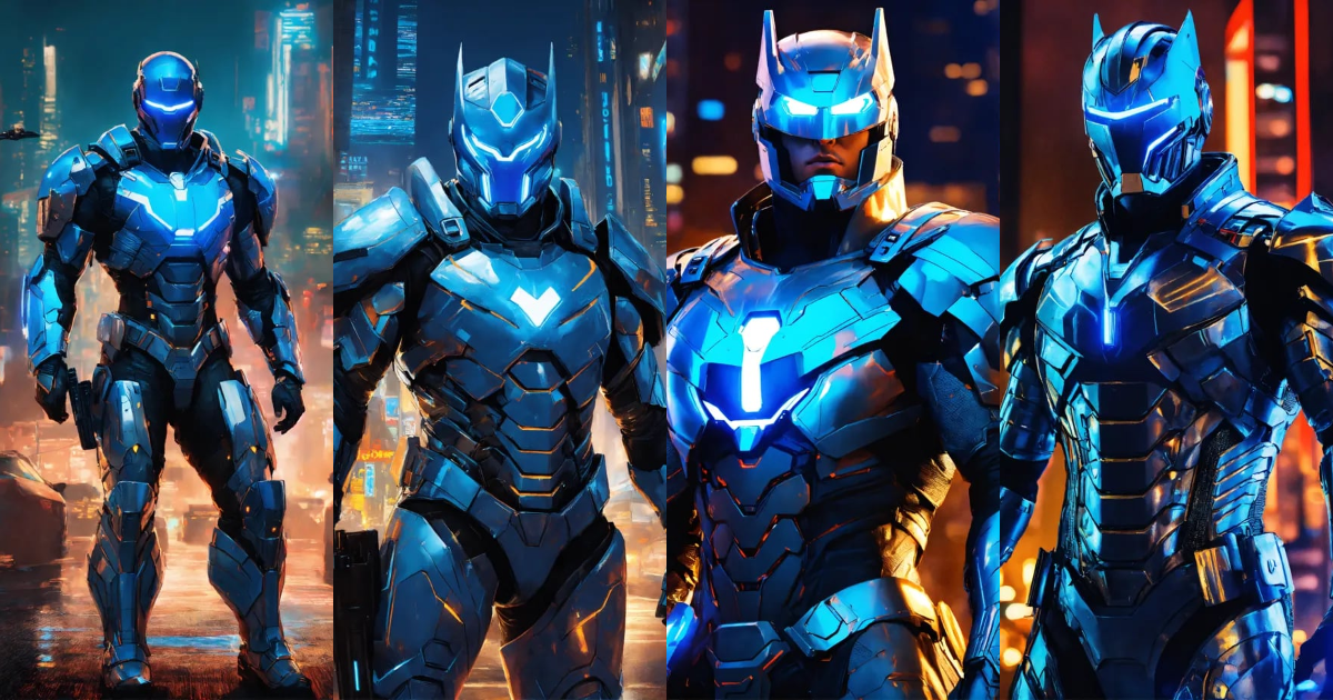 Lexica - Futuristic superhero, wearing a sleek and slim suit of armor ...