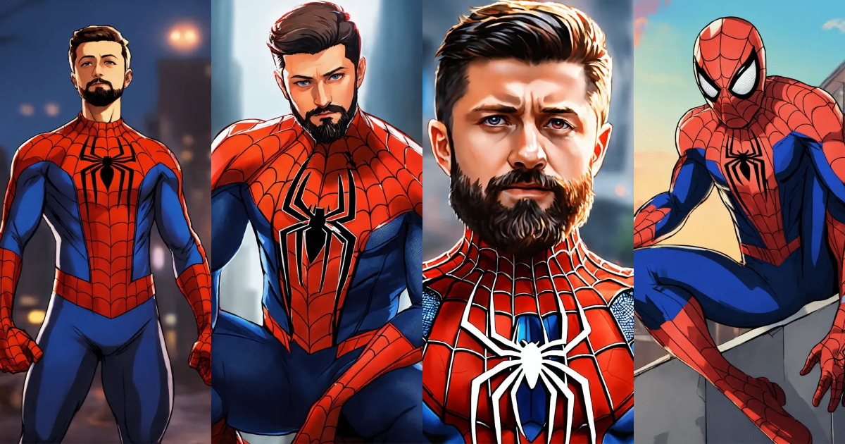 Lexica - Volodymyr Zelenskyj Spider-man anime style with beard