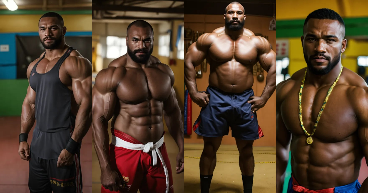 Lexica - 30-year-old wrestler with big muscles in a dojo, bodybuilder ...