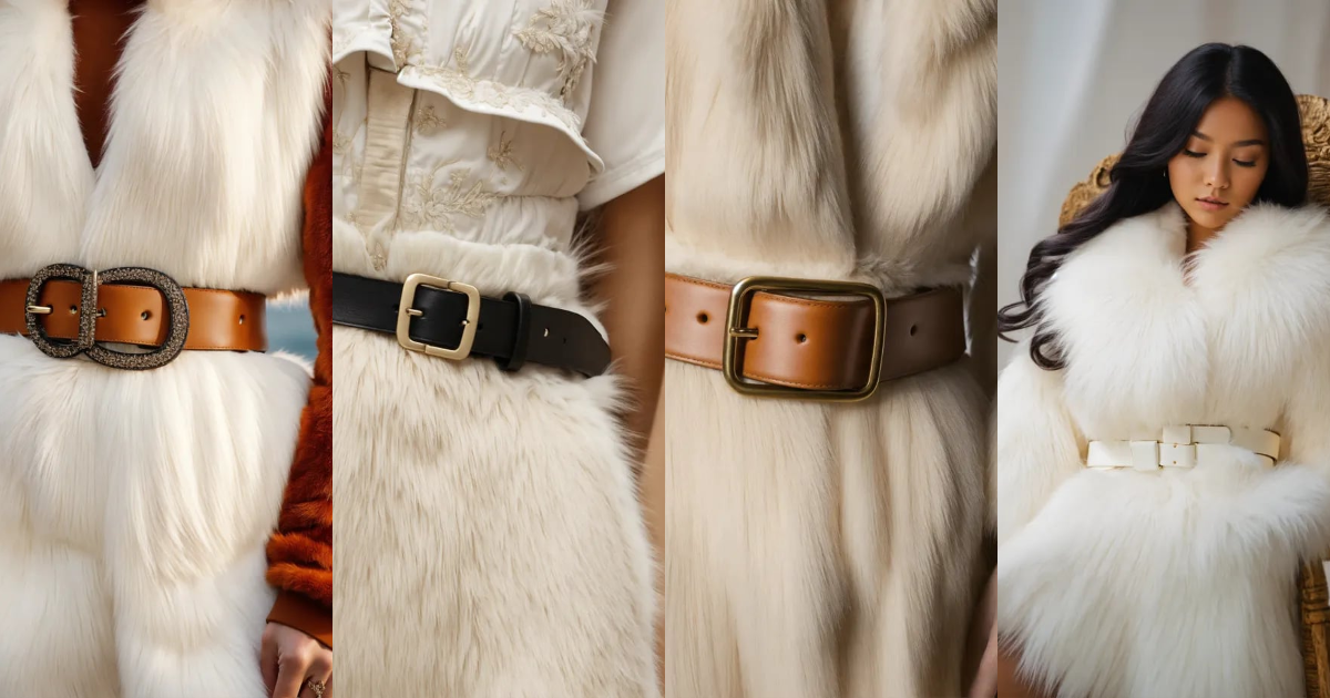 Lexica - Fur belt, white, close up, no background