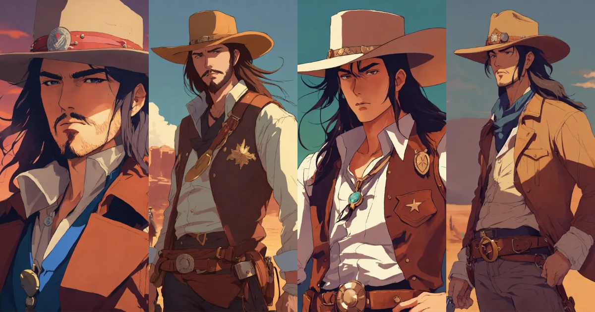Lexica - Wild west gunslinger, male, wild west sheriff, long hair ...