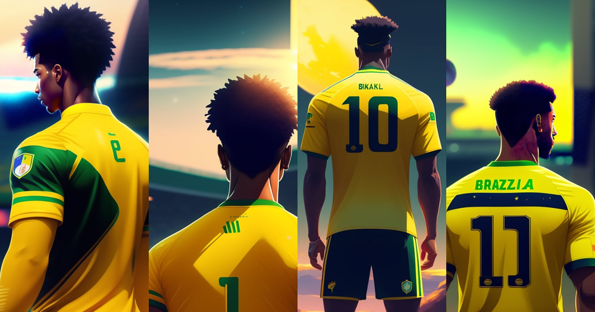 Lexica - Back of a Brazil Footballer wearing 10 yellow brazil team ...