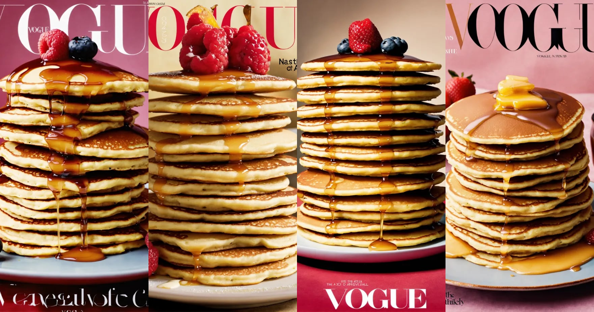 Lexica - A stack of pancakes on the cover of Vogue