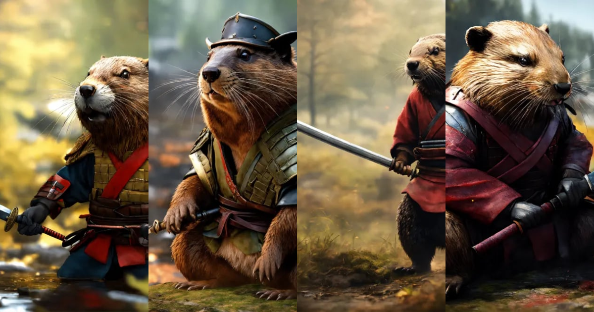 Lexica - Beaver samurai. Battlefield. Hyper realistic.