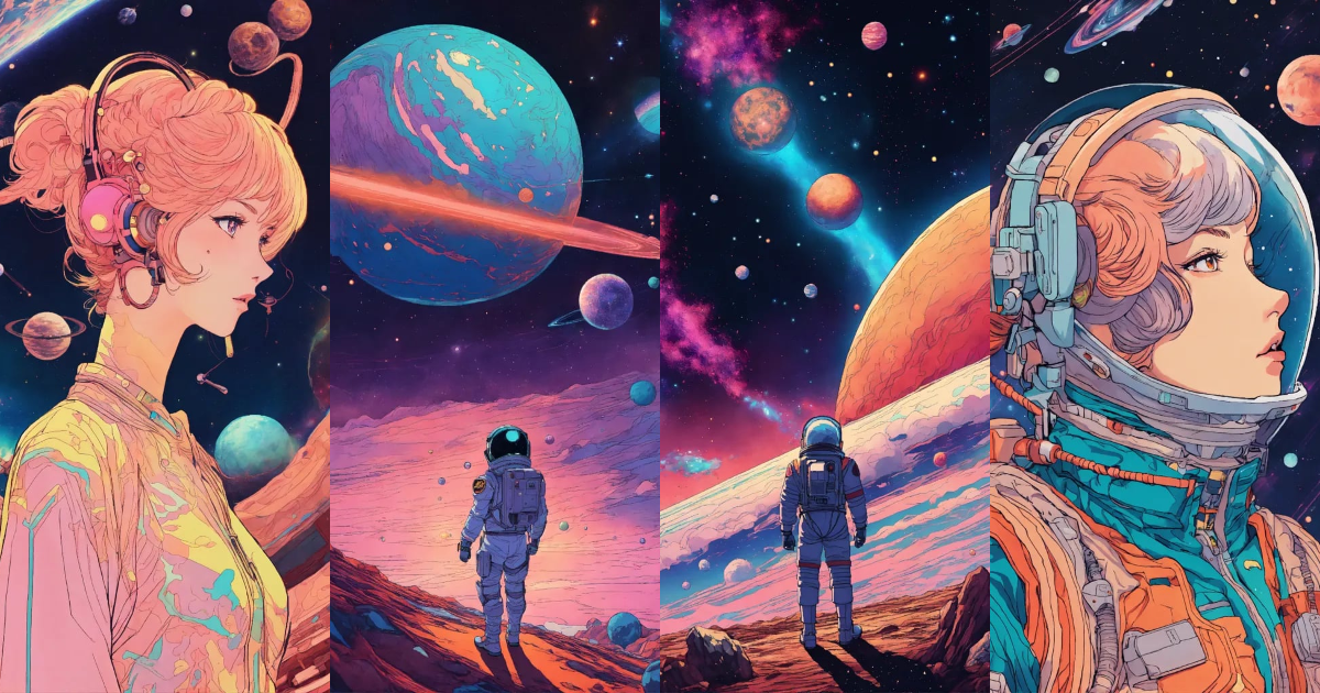 Lexica - Deep space, Galaxies, Interstellar particles, the style of 90 ...