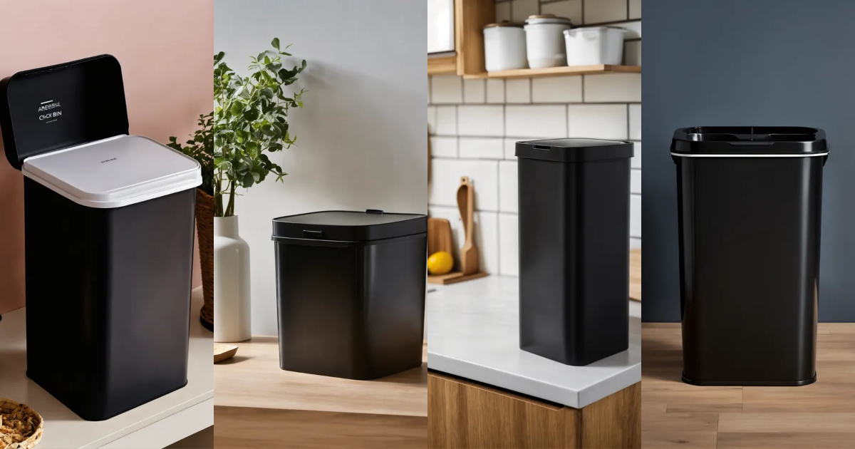 Lexica - Aesthetic bin, black, flip top bin, kitchen, small, neat ...