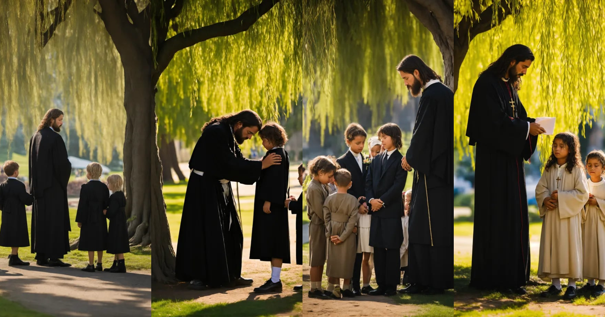 Lexica - Jesus christ comforting crying children under a beautiful ...