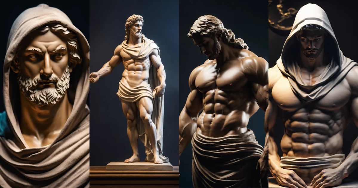 Lexica - Simple muscular greek god statue with middelparting hair with ...