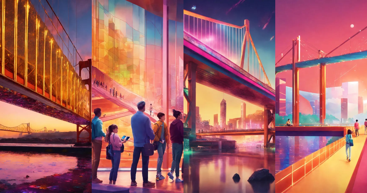 Lexica - Visualize a futuristic bridge, symbolizing connectivity and ...