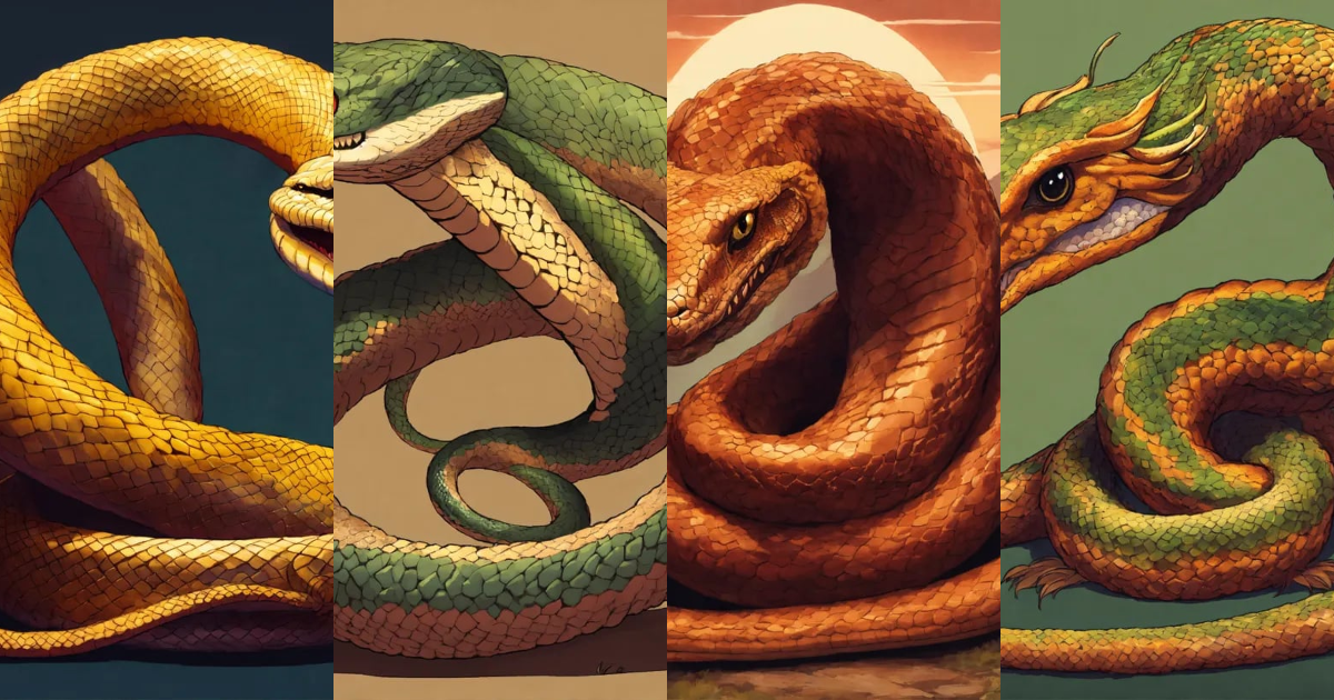 Lexica - Top down full body view of a snake monster fantasy ghibli art ...