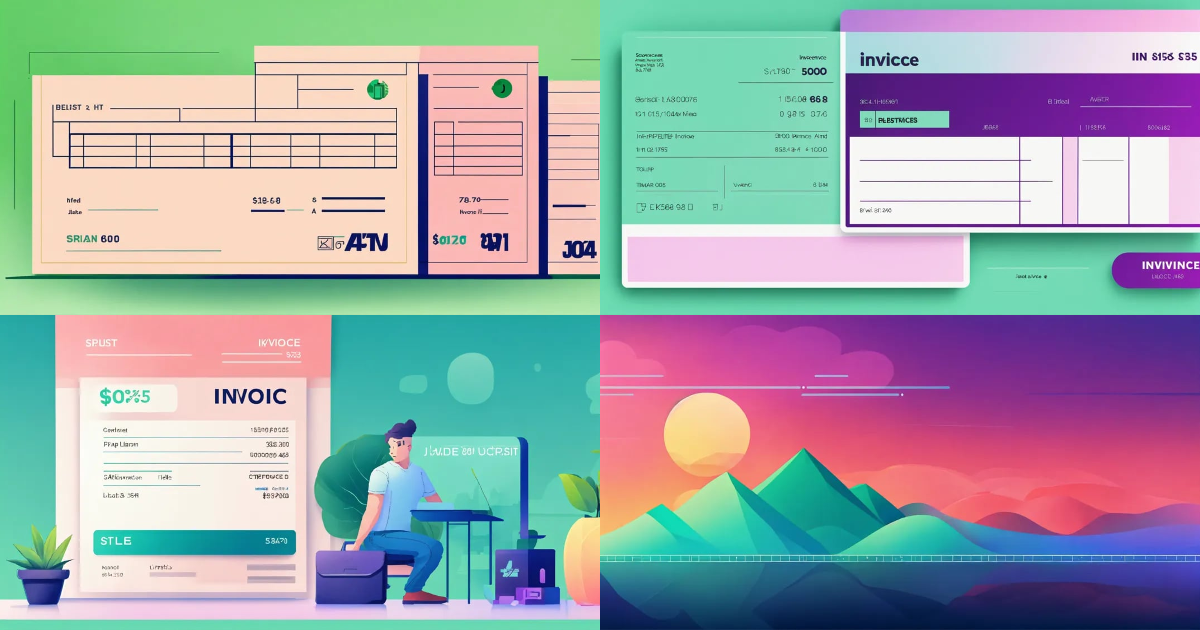 Lexica - Invoice. simple flat gradient illustration. jade
