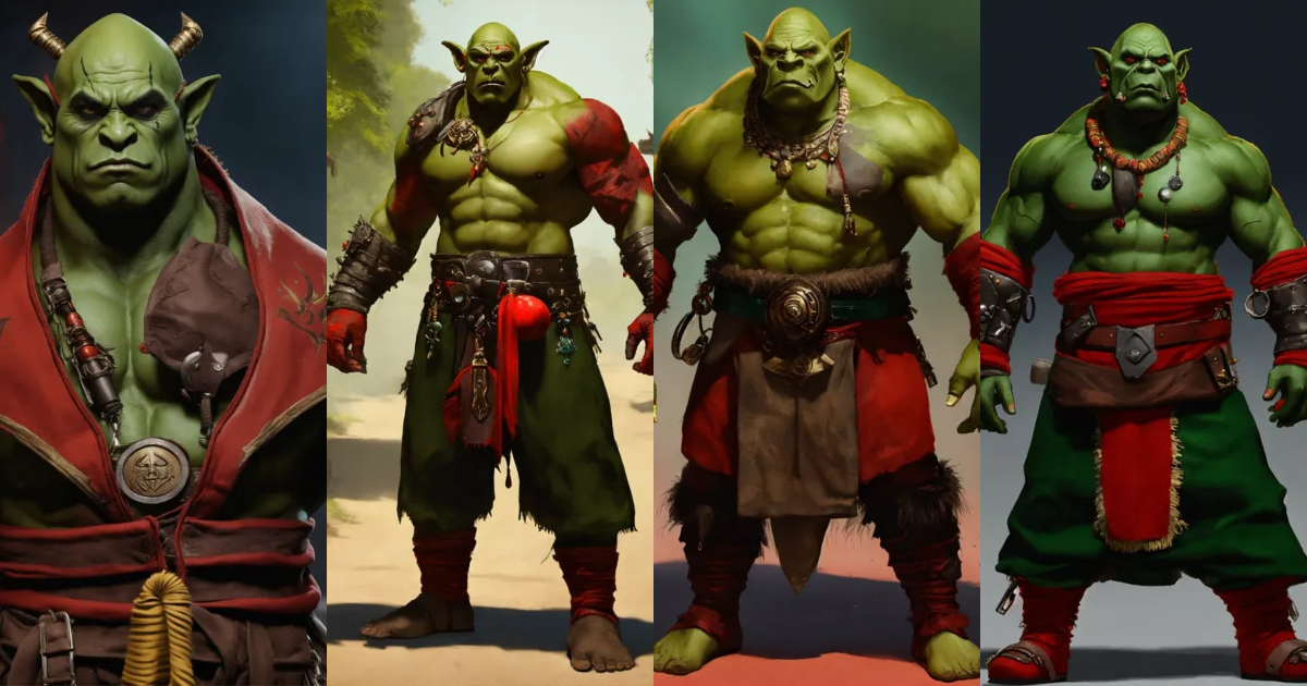 Lexica - Full body pose of zippy the pinhead orc monk, warhammer 40 k ...