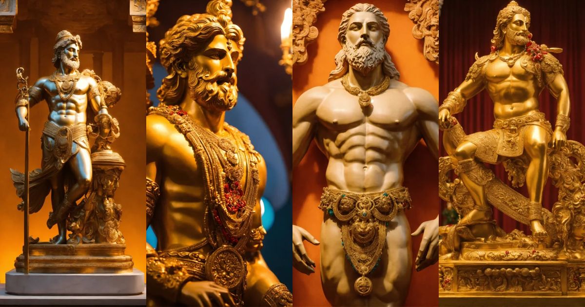 Lexica - "Craft a statue of Prometheus chained, embodying a vibrant and ...