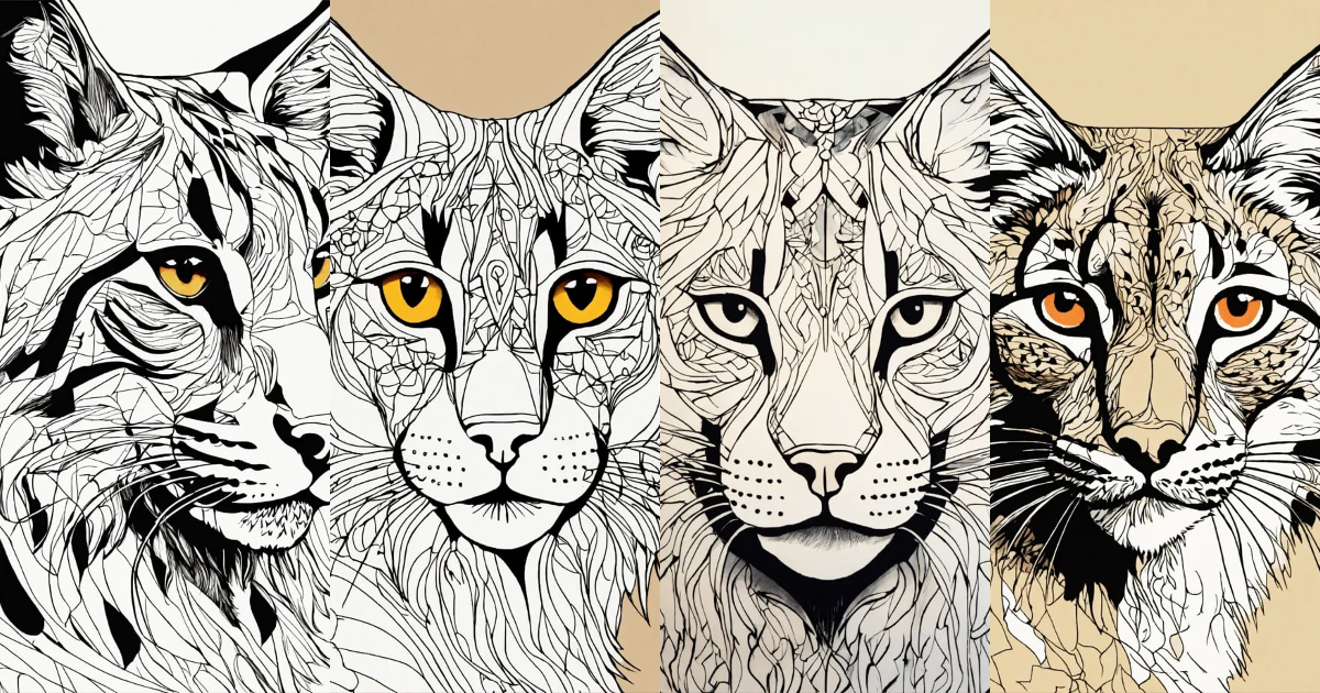 Lexica - Beautiful detailed lynx portrait, one line drawing, bold ...