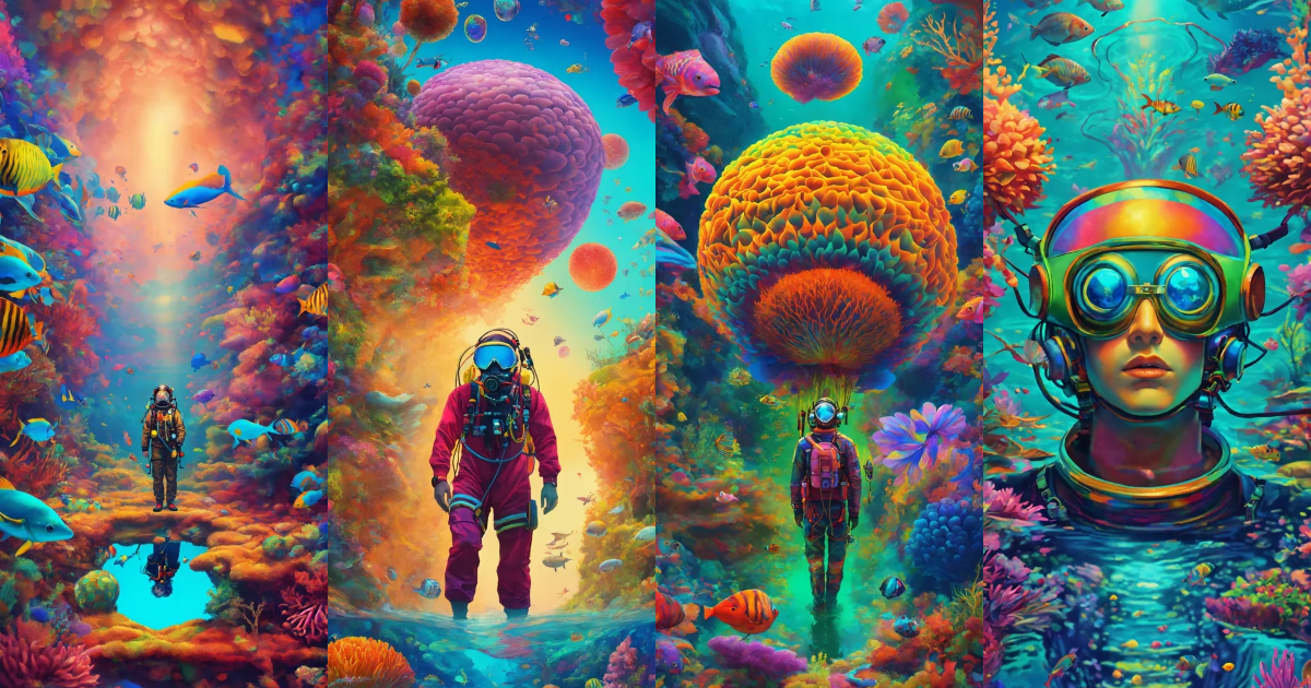 Lexica - The most surreal psychedelic diver ever, 4k, dmt