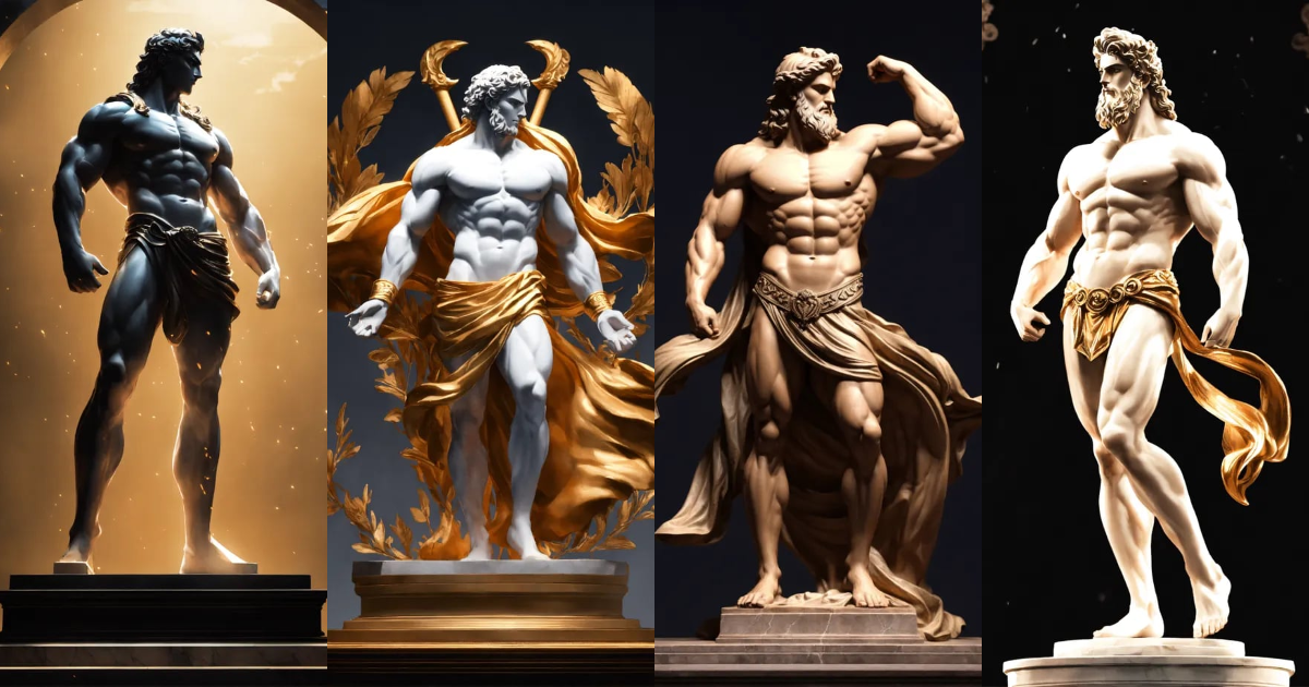 Lexica - Statue of a muscular greek god out of withe marbel having ...