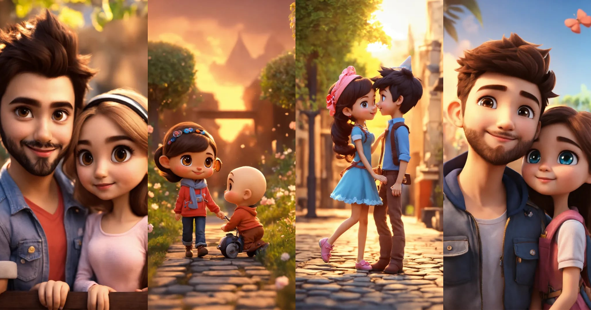 Lexica - Cute couples, 3d, animated, characters, adorable, so cute, cuteness overloaded, kids ...