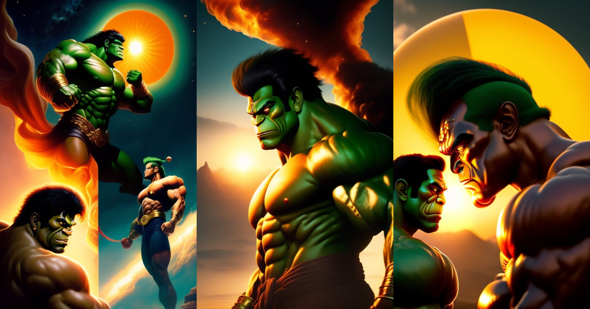 Lexica - When hanuman vs hulk on the sun's surface