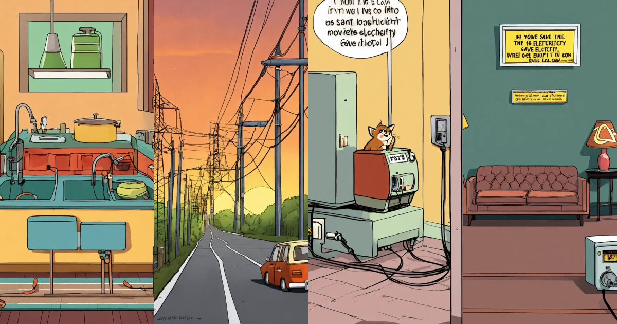 Lexica - Save electricity, humor, cartoon,