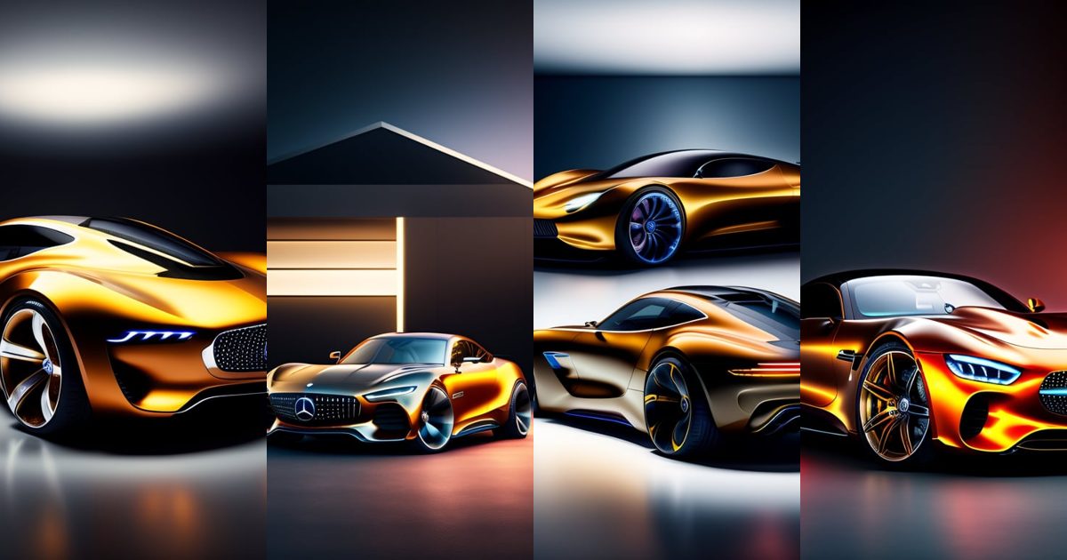 Lexica - A mercedes concept car on display in a dark room, a digital ...