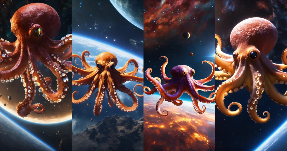 Lexica - Octopus in space, unreal engine render, 8k