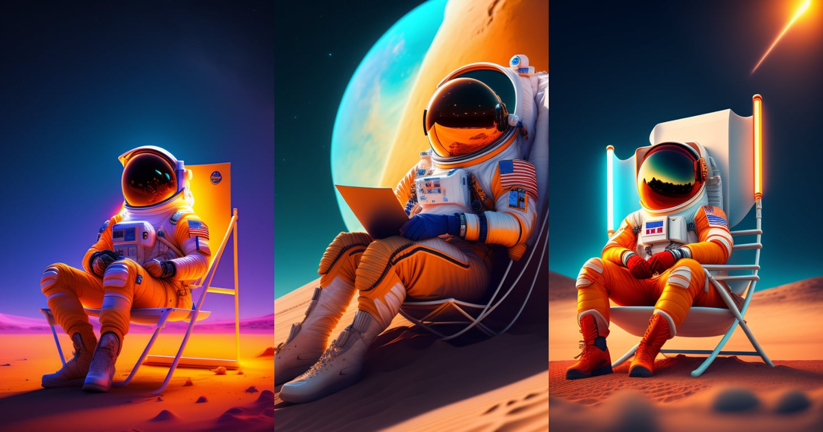 Lexica - An astronaut resting on mars in a beach chair, vibrant ...