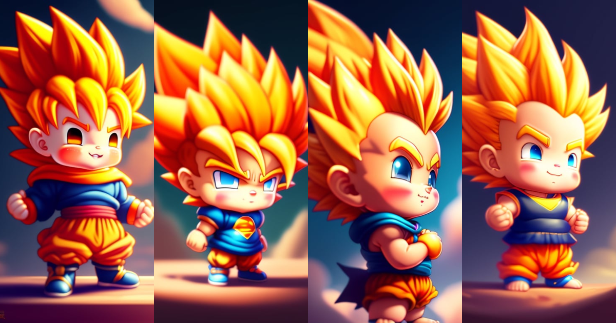 Lexica - Cute and adorable cartoon Goku super Saiyan baby, fantasy ...