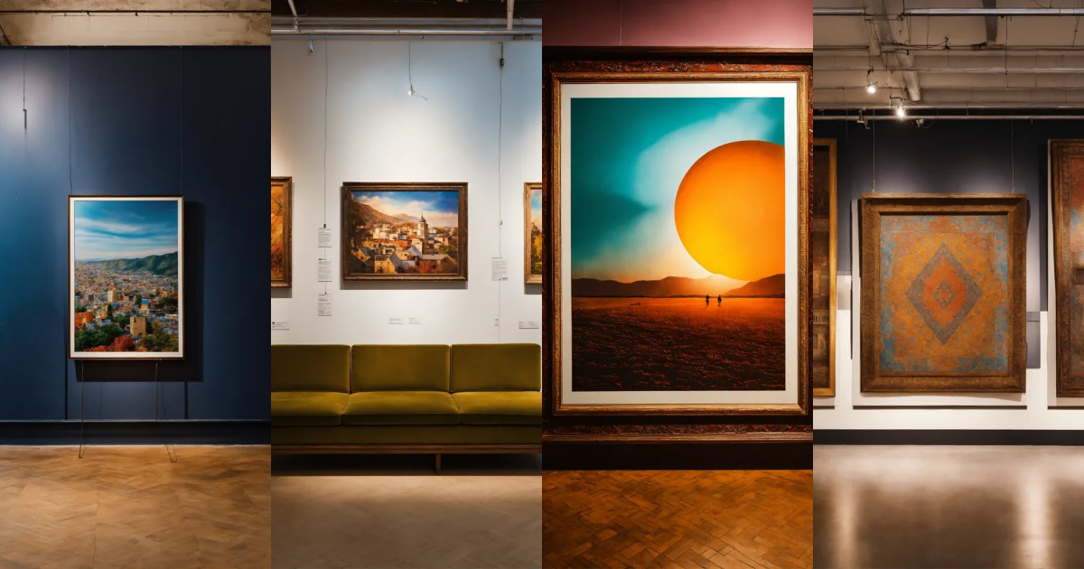 Lexica - Wall art mockup photograph in a art gallery, shot on a ...