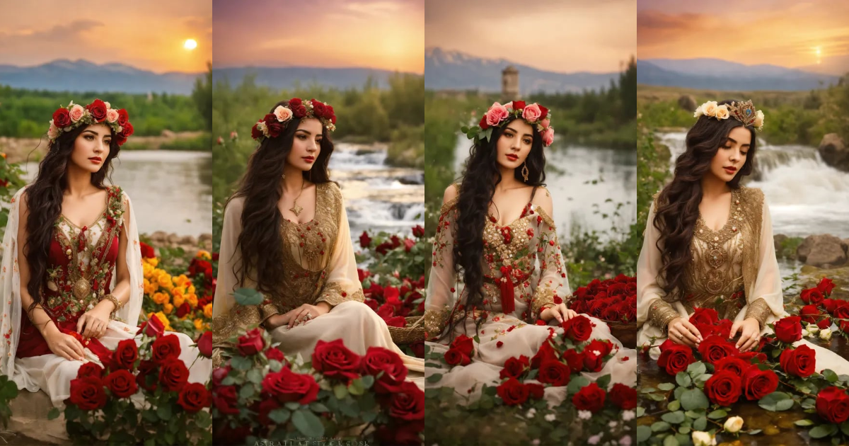 Lexica - Armenian Goddess Astlik Astłik Astghik beauty water roses star ...