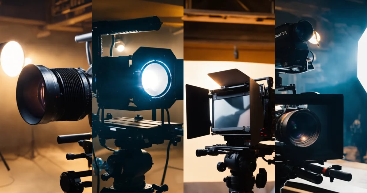 Lexica - The film set. The light operator- gafer exposes the light and ...