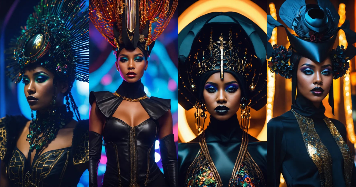 Lexica - A tan skin dominican female all black sleek futuristic outfit ...