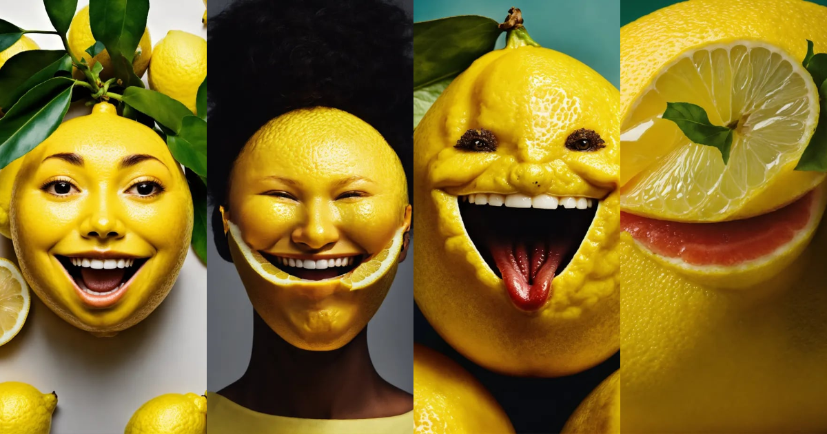Lexica - A lemon with weird smiling human face, wtf, cover of vogue