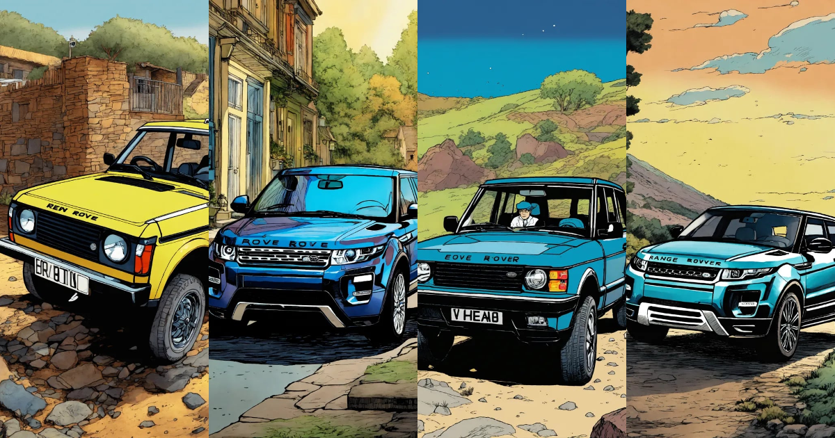 Lexica - Detailed pen and ink illustration of a Range Rover Evoque ...