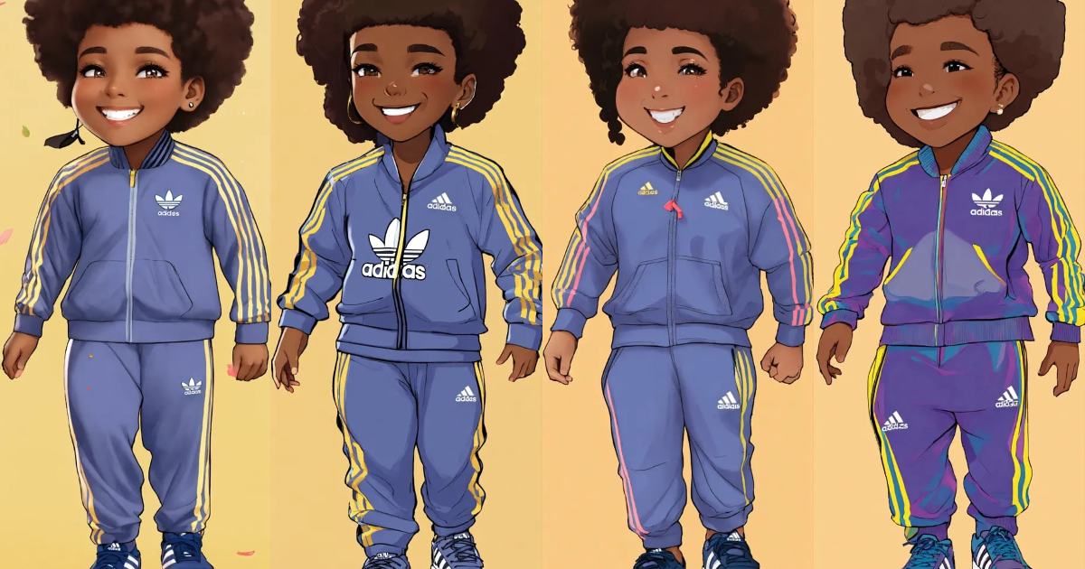 Lexica - Cute, adidas tracksuit, smiling, beautiful afro, smiling face, 4K.