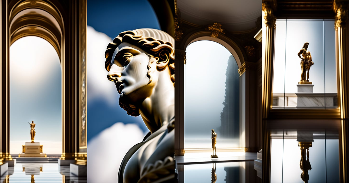 Lexica - Photo of a bronze statue of da vinci's david, gleaming ...