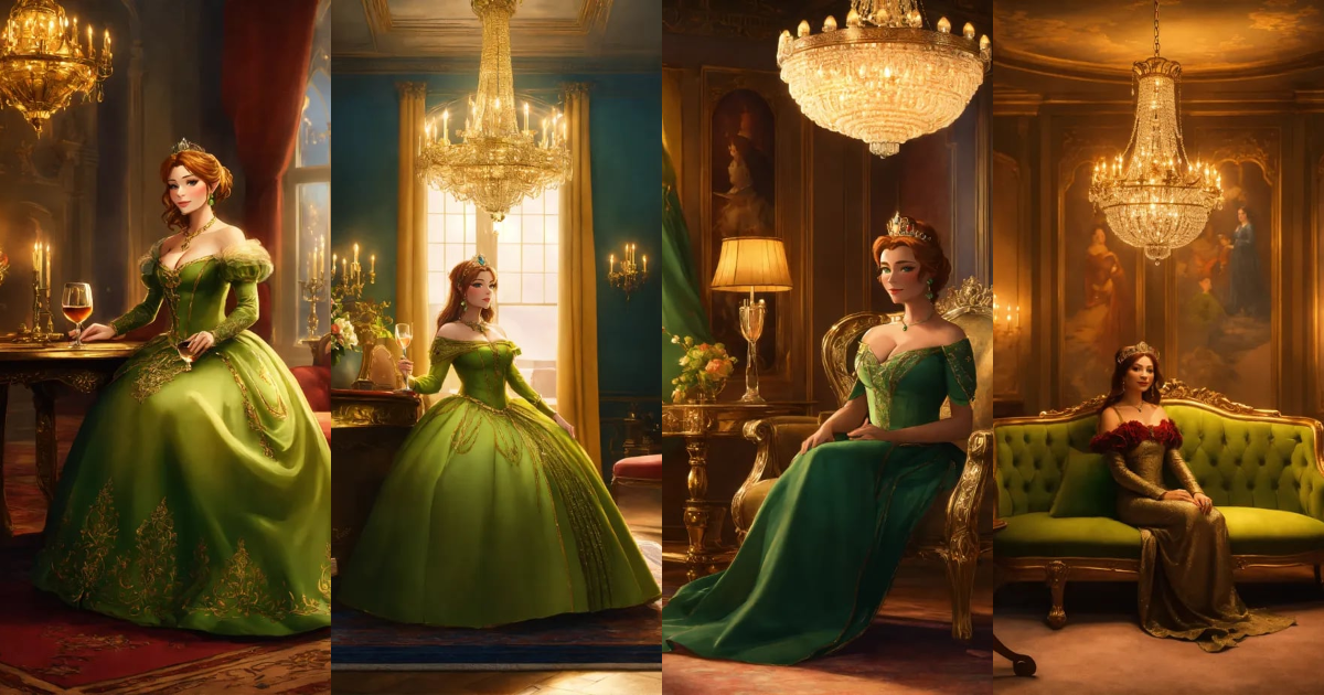 Lexica - A princess (Princess Fiona) sitting in a luxurious room ...
