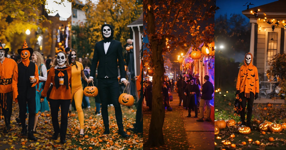 Lexica - People celebrating halloween