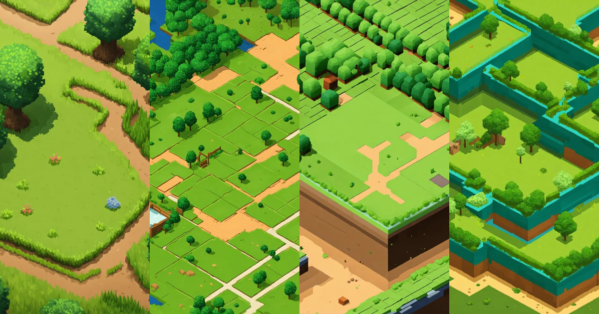 Lexica - Simple pixel 2d flat empty plain dirt grassy landscape from ...