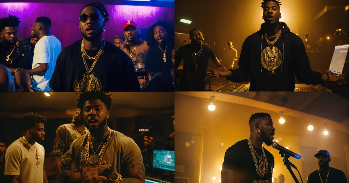 Lexica - Full body shot of rapper "Sheff G" rapping in a recording ...