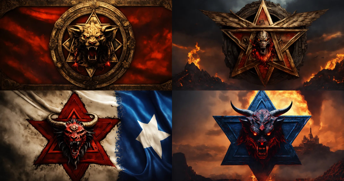 Lexica - Evil demonic Israel flag beast with an armageddon demon ...