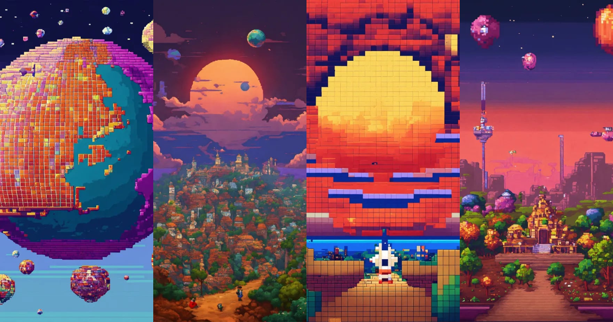 Lexica - Georgia okeef style, pixel art, planet, cultural shift ...