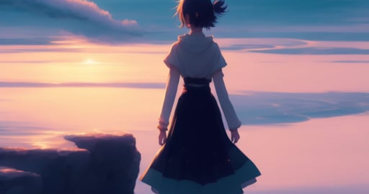 Lexica - Anime girl walking on water, ripples, backdrop of dawn, saturn ...