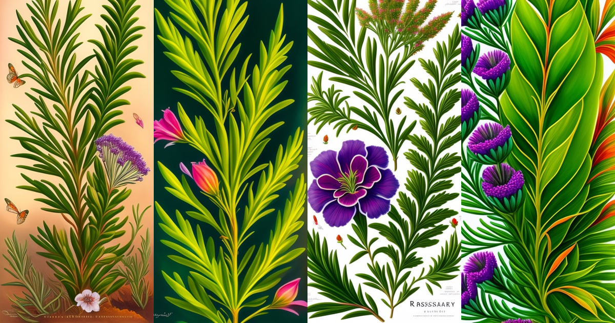 Lexica - Botanical colorful illustration of rosemary
