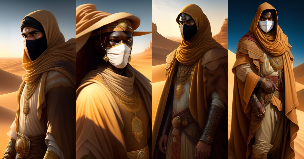 Lexica - Drawing of a Masked Man in Dusty Clothes with a Sharp Gaze in ...