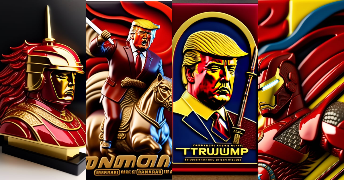 Lexica - Donald Trump as ironman riding a dragon ceramic tile art sword