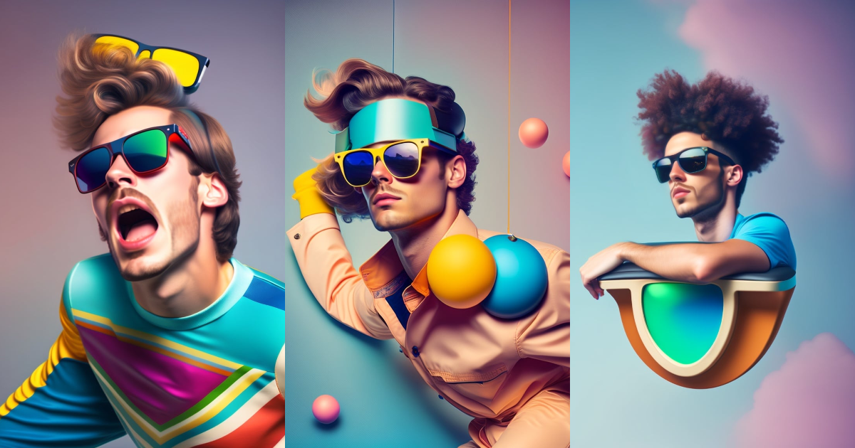 Lexica - Vintage 90s style, Bored musician with sunglasses floating on ...