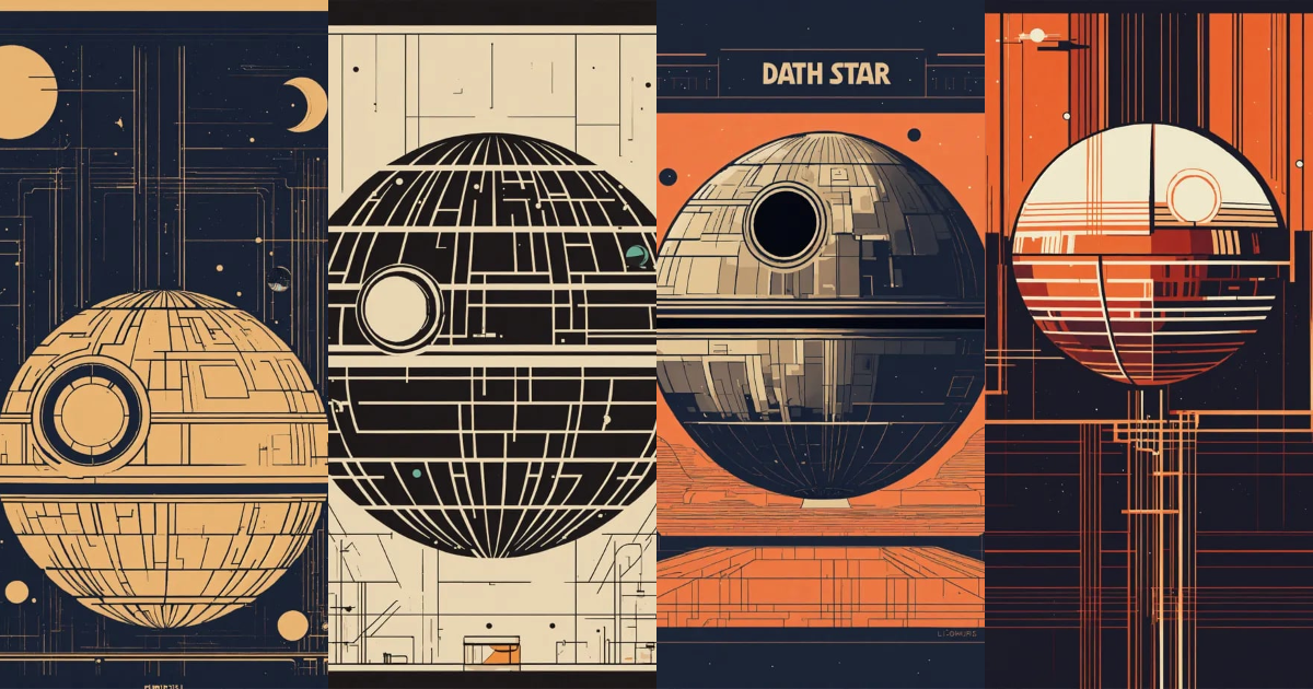 Lexica - A minimalistic illustration of a death star, capturing its ...