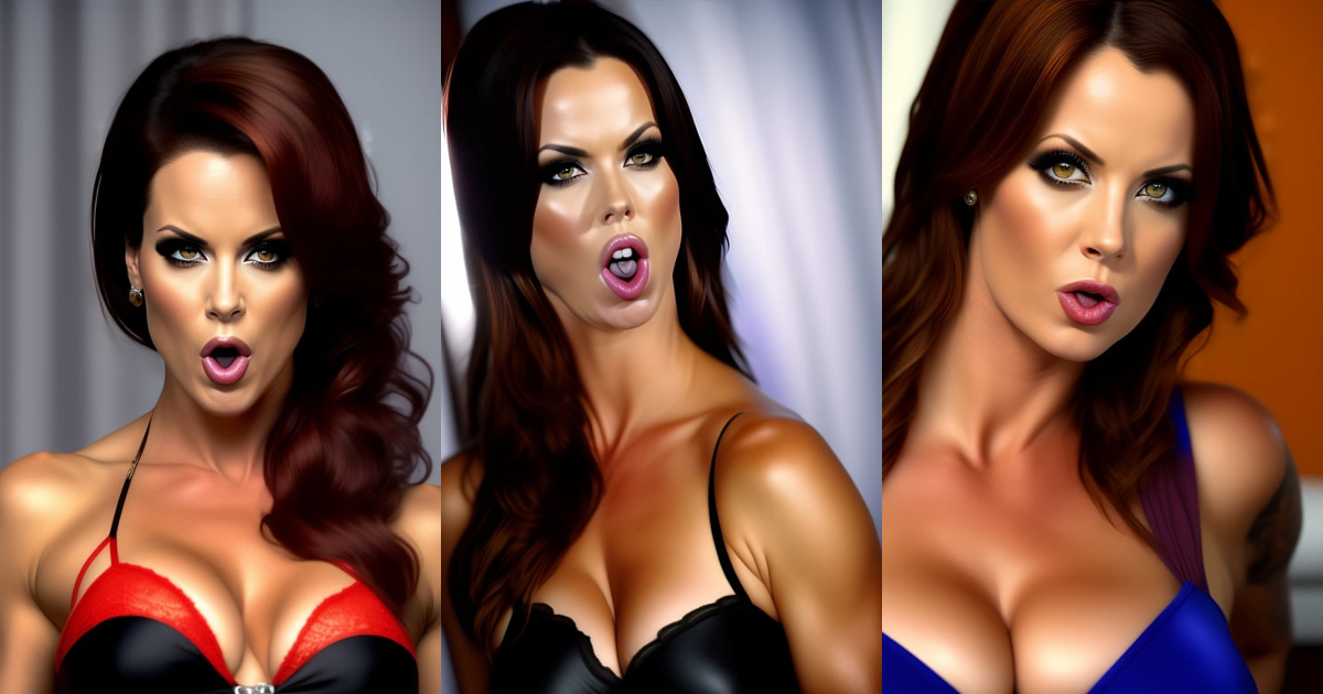 Lexica - Amber Chase-Jenna Presley facing towards the camera with big doe eyes looking up into ...