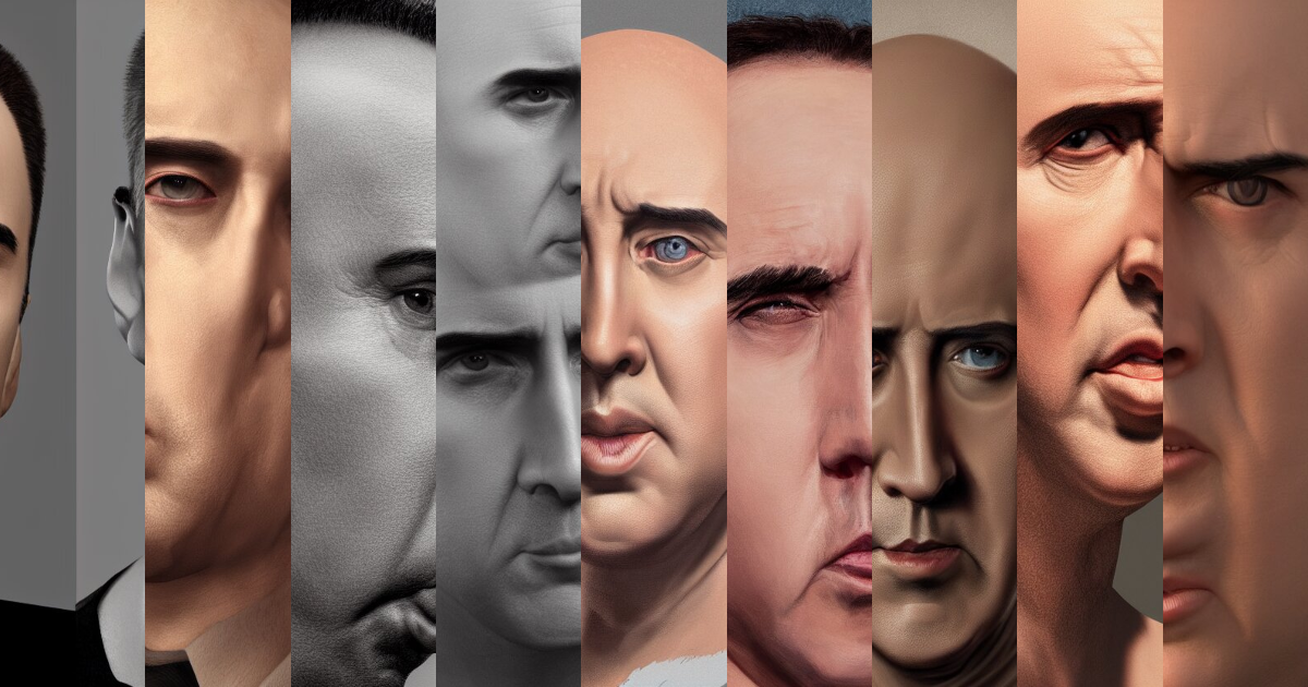 Lexica - Portrait of bald nicolas cage neutral expression face straight ...