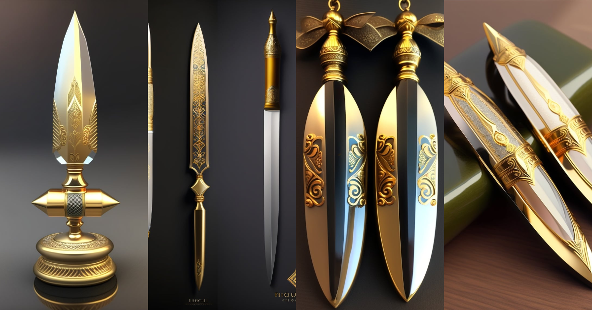 Lexica - Twin crystal bladed daggers with ivory grips::6 ornate with intricate gold glyphs::6